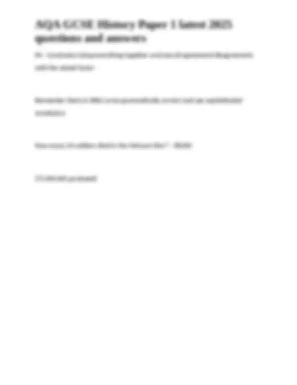 AQA GCSE History Paper 1 Latest 2025 Questions and Answers | Exams ...
