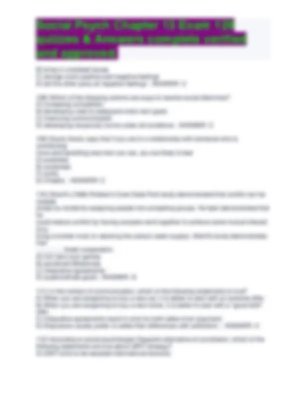 Social Psych Chapter 13 Exam 129 quizzes & Answers complete verified ...