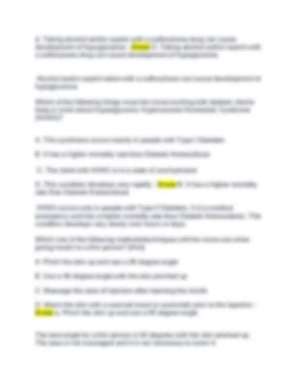 UPDATED NCLEX STYLE PRACTICE QUESTIONS WITH ANSWERS- MEDSURG DIABETES ...