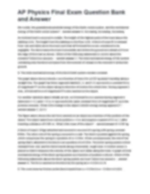AP Physics Final Exam Question Bank and Answer | Exams Physics | Docsity