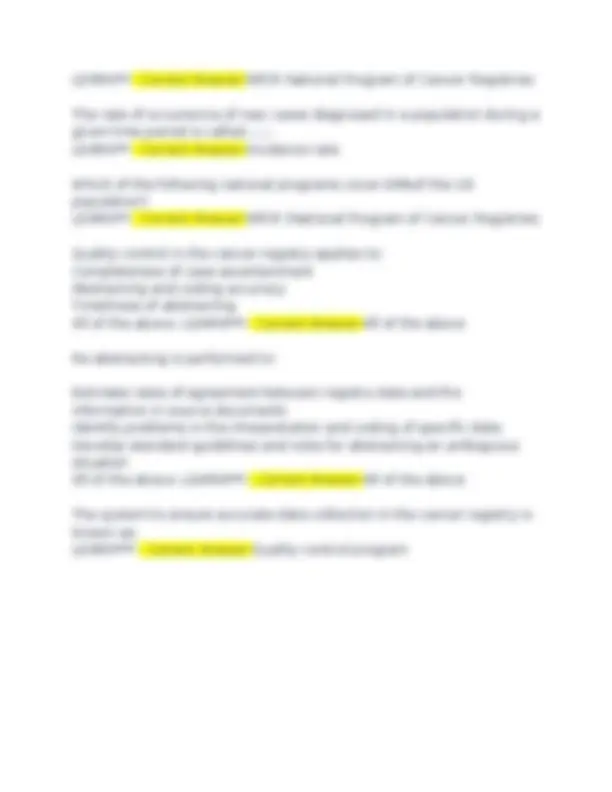 ODS 2024 PRACTICE TEST QUESTIONS CANCER REGISTRY OPERATIONS | Exams ...