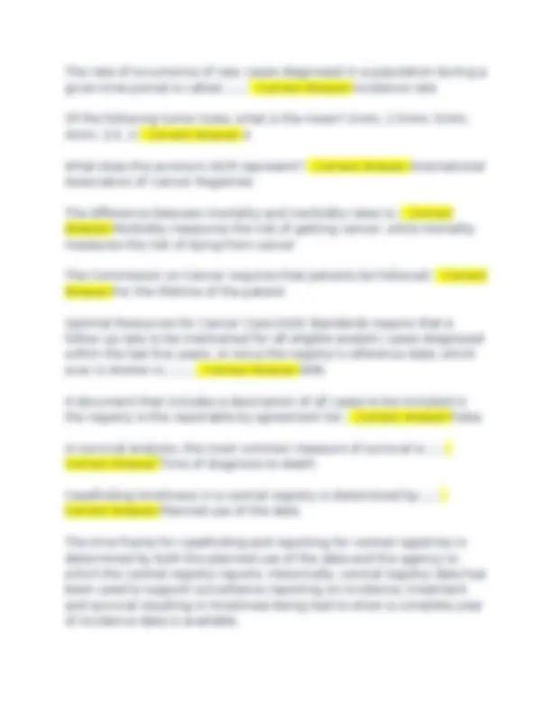 ODS 2024 PRACTICE TEST QUESTIONS CANCER REGISTRY OPERATIONS | Exams ...