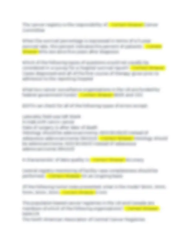 ODS 2024 PRACTICE TEST QUESTIONS CANCER REGISTRY OPERATIONS | Exams ...