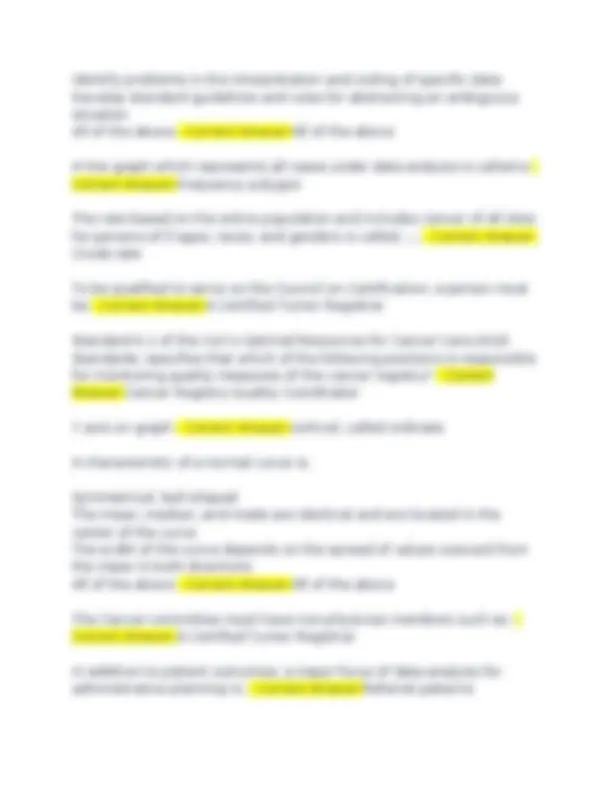 ODS 2024 PRACTICE TEST QUESTIONS CANCER REGISTRY OPERATIONS | Exams ...