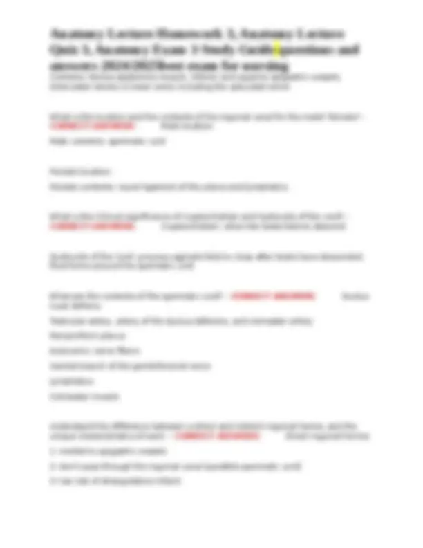 Anatomy Lecture Homework 3, Anatomy Lecture Quiz 3, Anatomy Exam 3 Study Guide | Exams Nursing ...