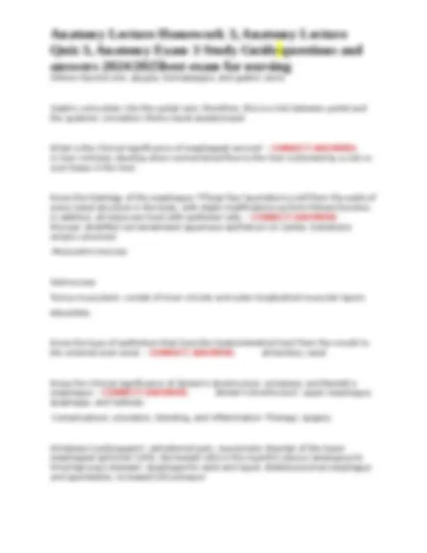 Anatomy Lecture Homework 3, Anatomy Lecture Quiz 3, Anatomy Exam 3 Study Guide | Exams Nursing ...