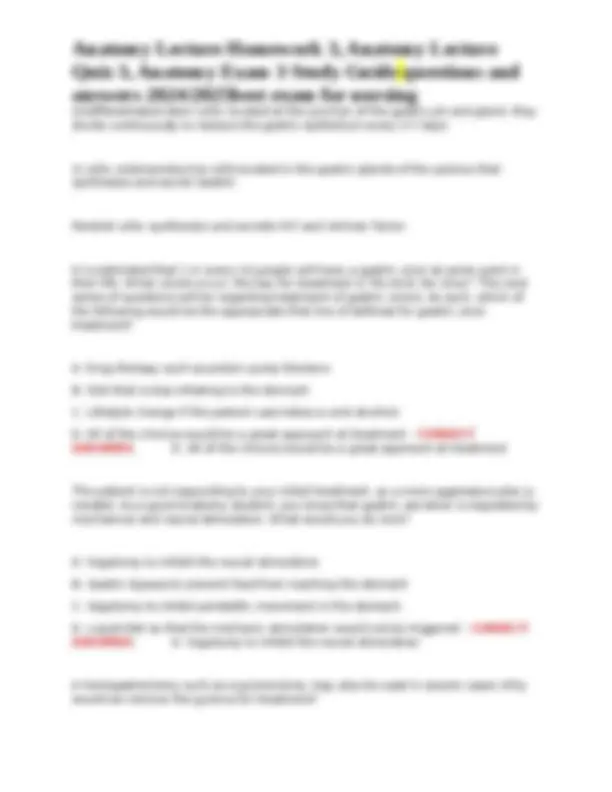 Anatomy Lecture Homework 3, Anatomy Lecture Quiz 3, Anatomy Exam 3 Study Guide | Exams Nursing ...