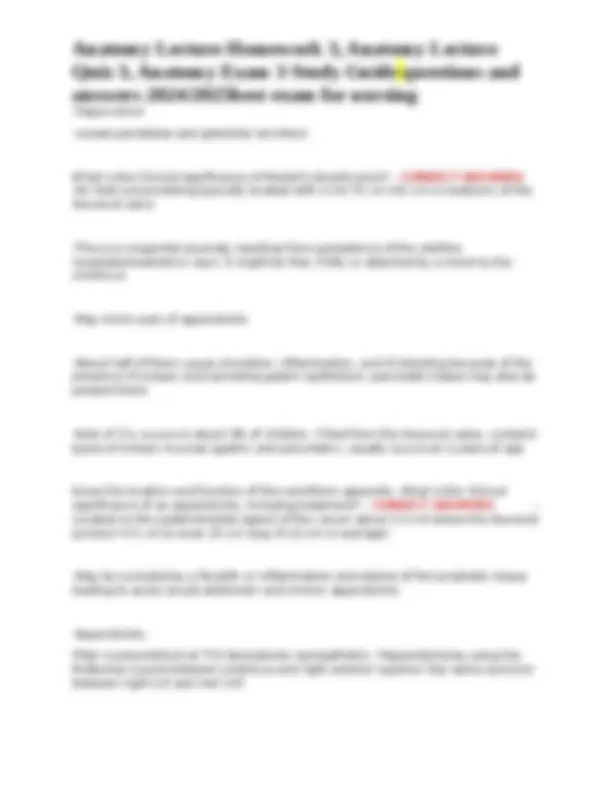 Anatomy Lecture Homework 3, Anatomy Lecture Quiz 3, Anatomy Exam 3 Study Guide | Exams Nursing ...