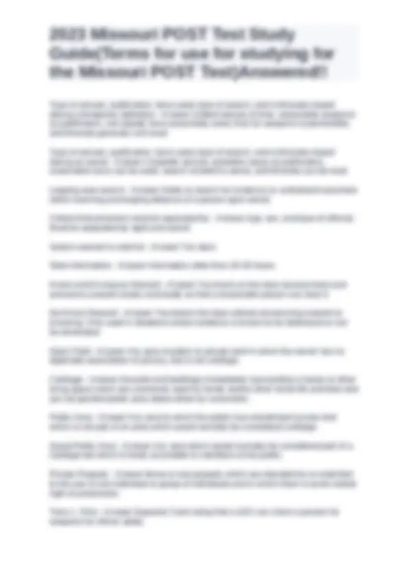 2023 Missouri POST Test Study Guide(Terms for use for studying for the ...