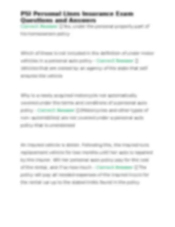 Personal Auto Policy (PAP) Exam Questions and Answers | Exams Nursing ...