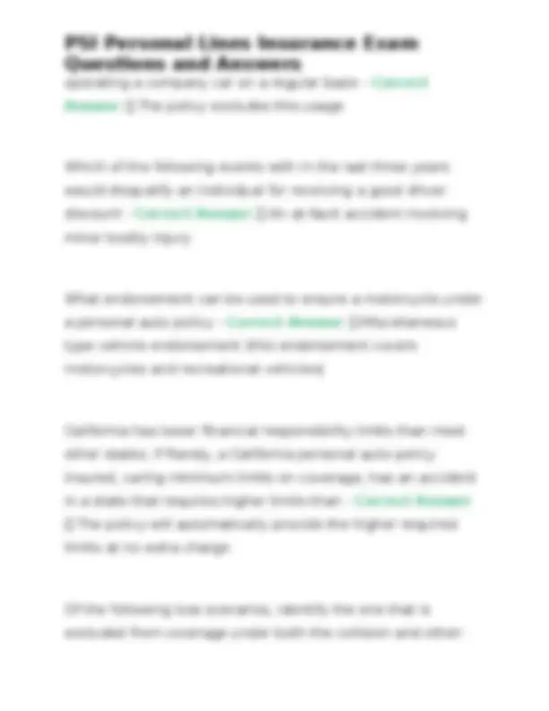 Personal Auto Policy (PAP) Exam Questions and Answers | Exams Nursing ...