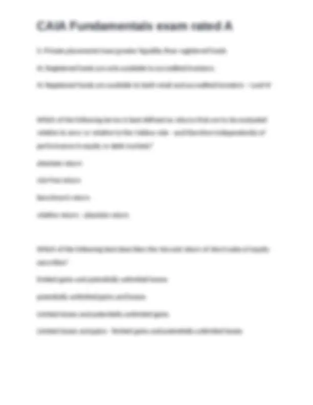 CAIA Fundamentals Exam Concepts | Exams Nursing | Docsity