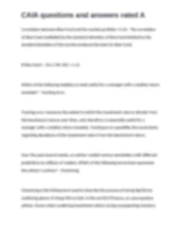 CAIA Questions and Answers Rated A | Exams Nursing | Docsity