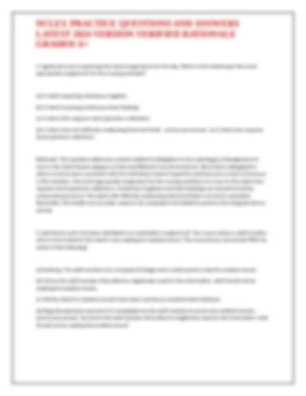 NCLEX PRACTICE QUESTIONS AND ANSWERS LATEST 2024 VERSION VERIFIED ...