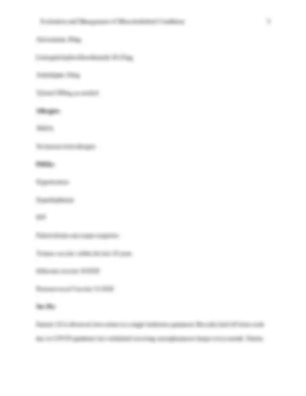 PRAC 6531 Week 9 Assignment 2; Episodic Visit; Musculoskeletal Focused ...