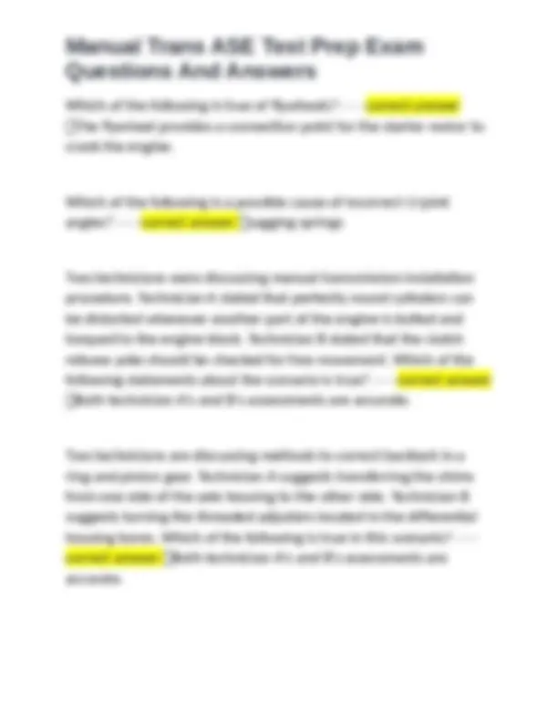 Manual Transmission ASE Test Prep Exam | Exams Electrical and ...