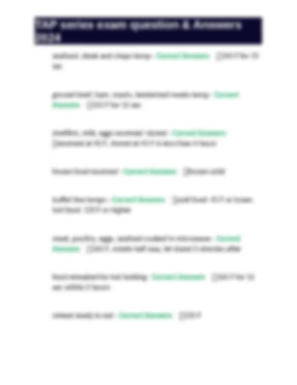 Food Safety and Sanitation Exam Preparation | Exams Nursing | Docsity