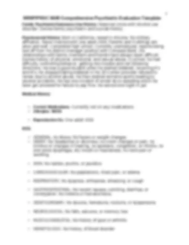 Comprehensive Psychiatric Evaluation and Patient Case Presentation | Assignments Nursing | Docsity