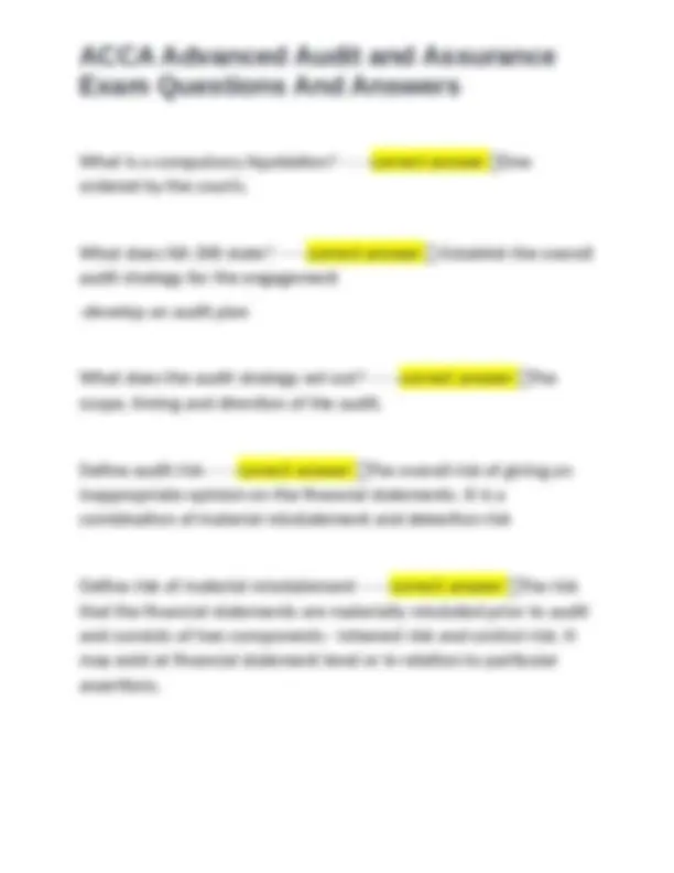ACCA Advanced Audit and Assurance Exam Questions and Answers | Exams ...