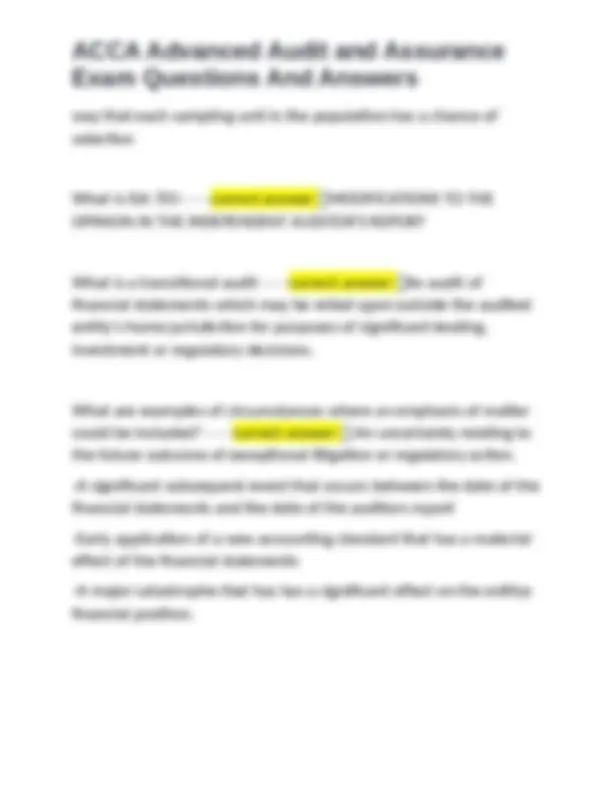 ACCA Advanced Audit and Assurance Exam Questions and Answers | Exams ...