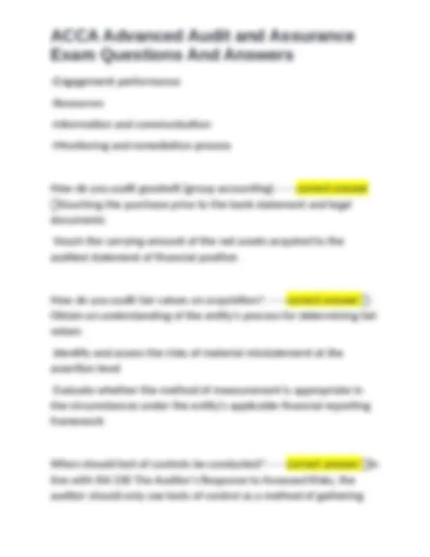 ACCA Advanced Audit and Assurance Exam Questions and Answers | Exams ...