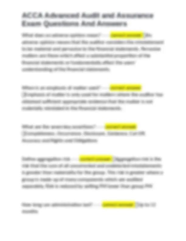 ACCA Advanced Audit and Assurance Exam Questions and Answers | Exams ...