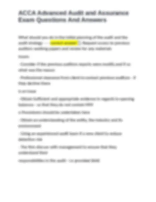 ACCA Advanced Audit and Assurance Exam Questions and Answers | Exams ...