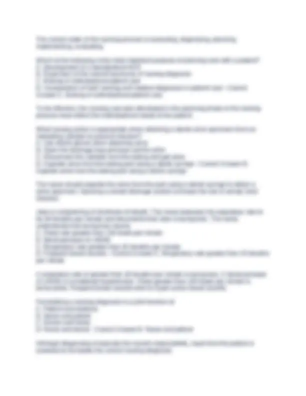 Nursing Diagnosis and Interventions | Exams Nursing | Docsity