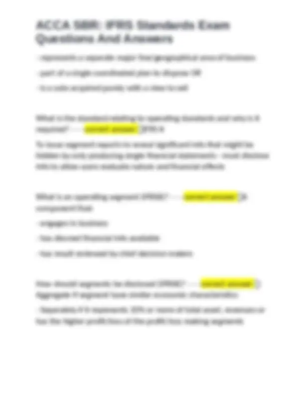 ACCA SBR: IFRS Standards Exam Questions And Answers | Exams Accounting | Docsity