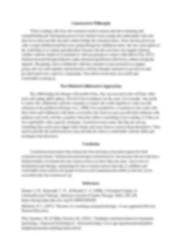 Feminist, Solution-Focused, and Narrative Therapy Application | Assignments Psychology | Docsity