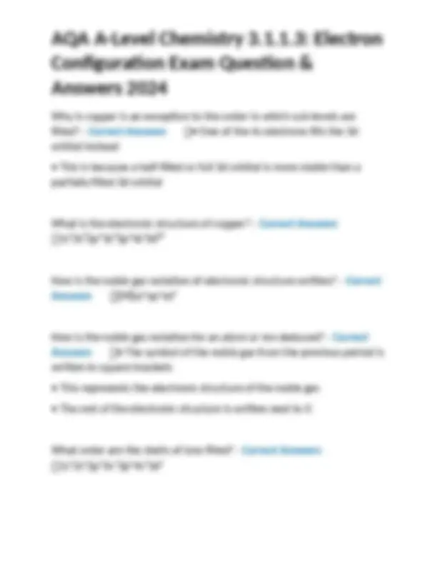 AQA A-Level Chemistry 3.1.1.3: Electron Configuration Exam Question ...