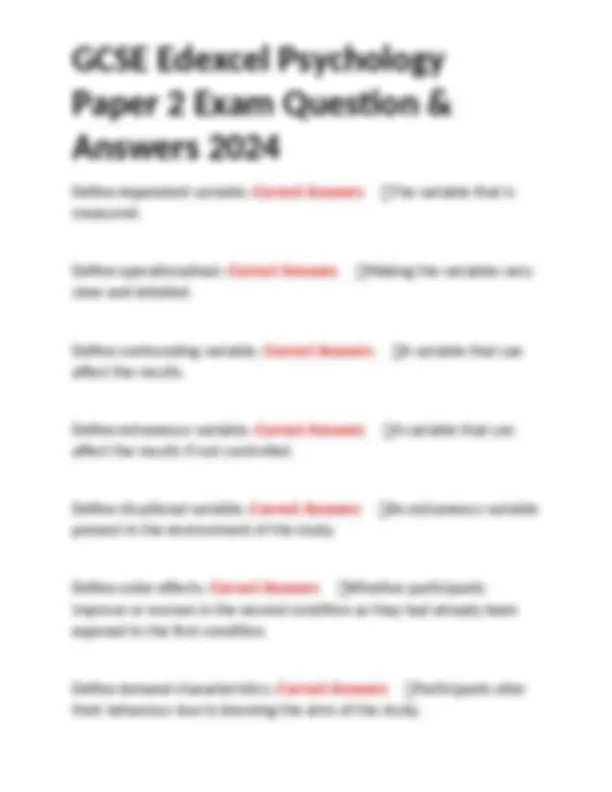 GCSE Edexcel Psychology Paper 2 Exam Questions and Answers 2024 | Exams ...
