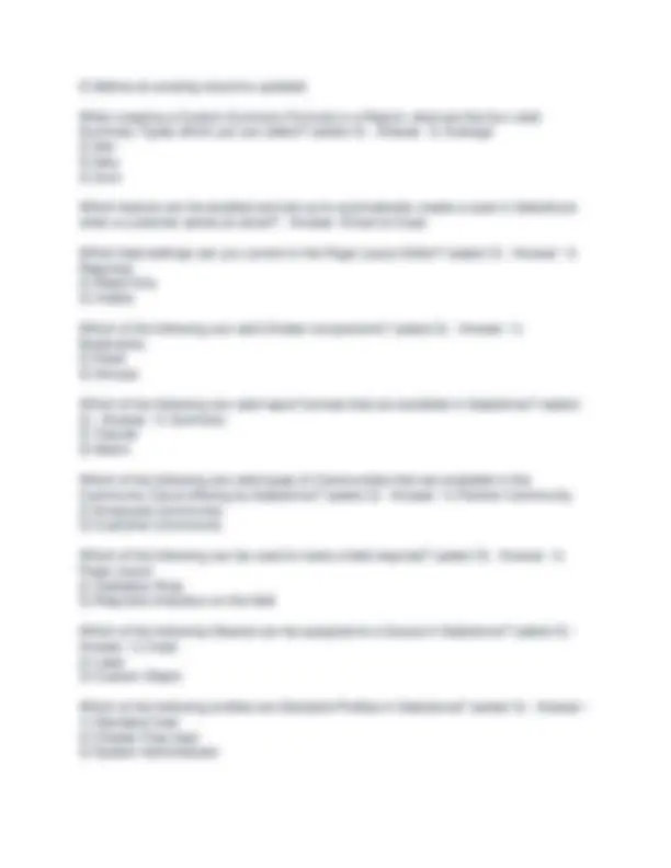 Salesforce Administrator Certification Practice Exam 1 Exams Advanced Education Docsity