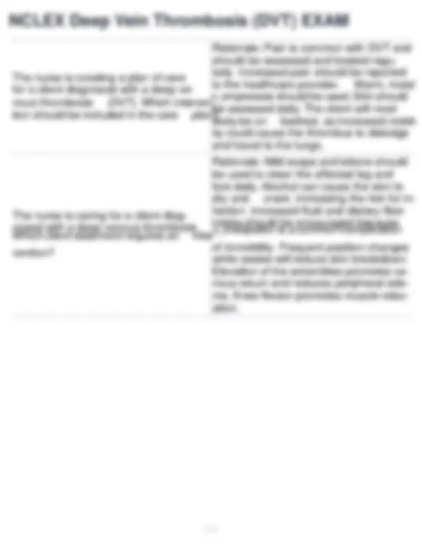 NCLEX Deep Vein Thrombosis (DVT) Exam: Multiple Choice Questions and ...