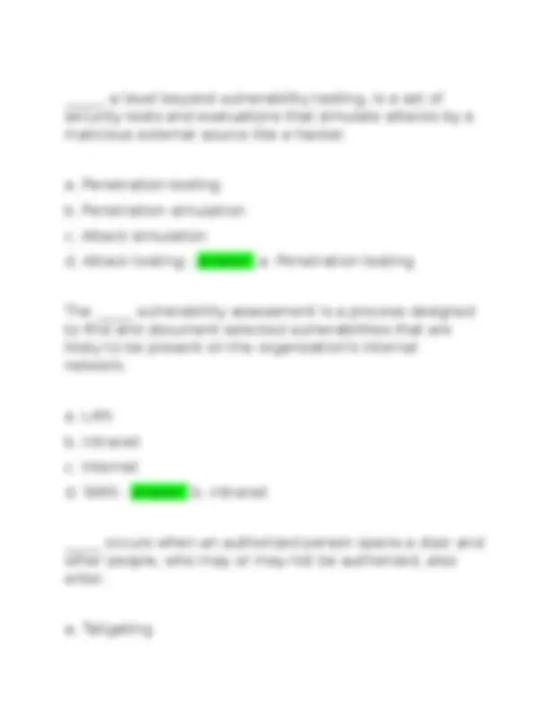 Quiz Module 12 Information Security Maintenance. | Exams Biology | Docsity