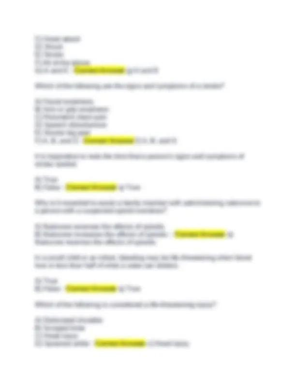 First Aid, CPR, and AED Exam with Answers | Exams Nursing | Docsity