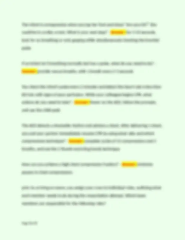 Heartcode BLS Exam: Actual Questions and Answers | Exams Nursing | Docsity