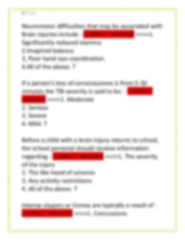 Brain Injury Test: 100 Questions and Answers with Rationales | Exams ...