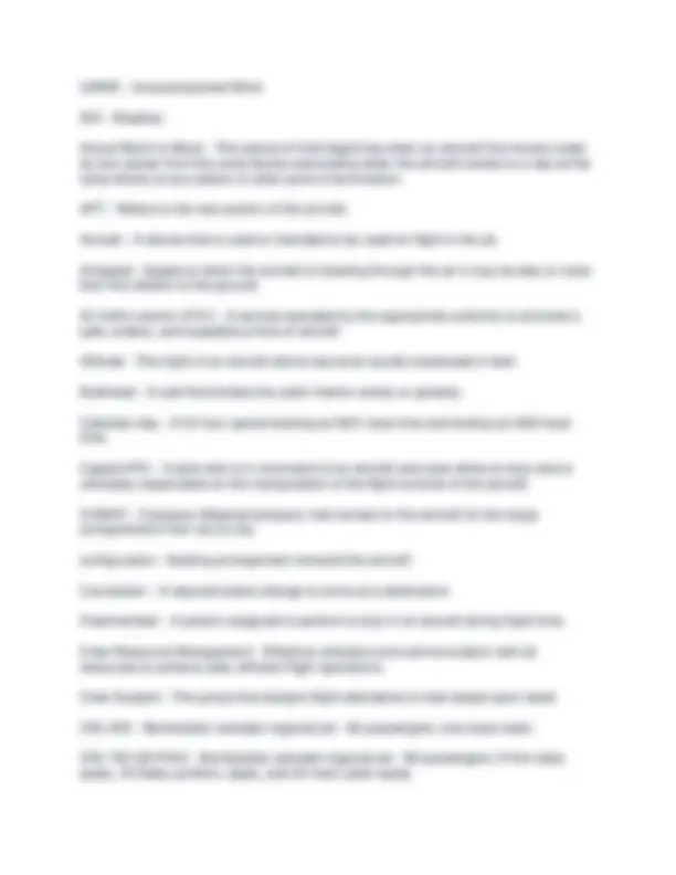 SkyWest Pre-Training Packet: Glossary of Aviation Terms | Exams Advanced Education | Docsity