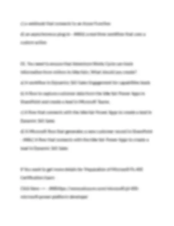 Microsoft Power Platform Developer Pl 400 Certification Quiz 2024