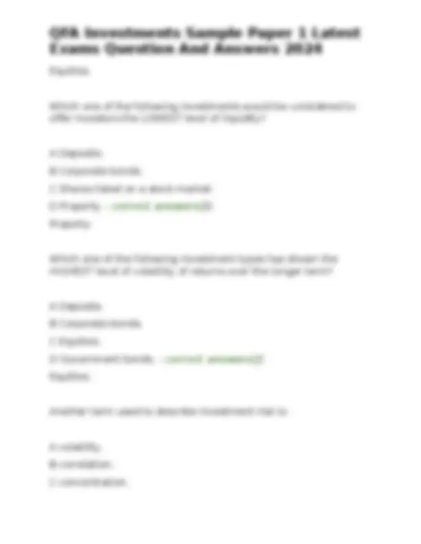 QFA Investments Sample Paper 1: Latest Exams Questions and Answers 2024 ...