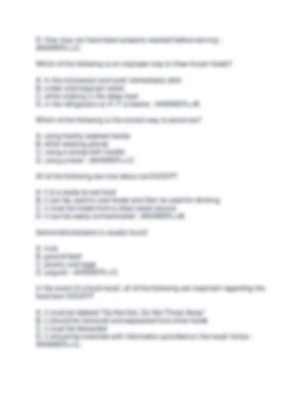 Food Handler Exam Questions and Answers: Latest Update 2024 | Exams ...