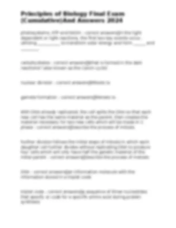 Principles of Biology Final Exam (Cumulative)And Answers 2024 | Exams ...