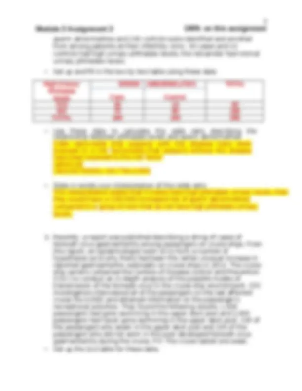 PUBH 8035 Module 3 Assignment 2; Problem Set Measures of Association ...