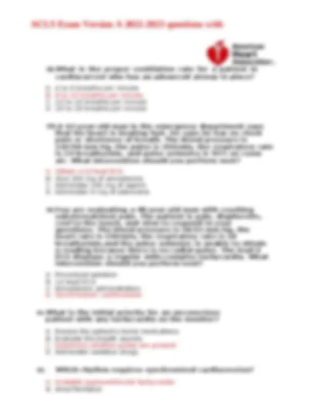 ACLS Exam Version A 2024-2025: Practice Questions and Answers | Exams ...