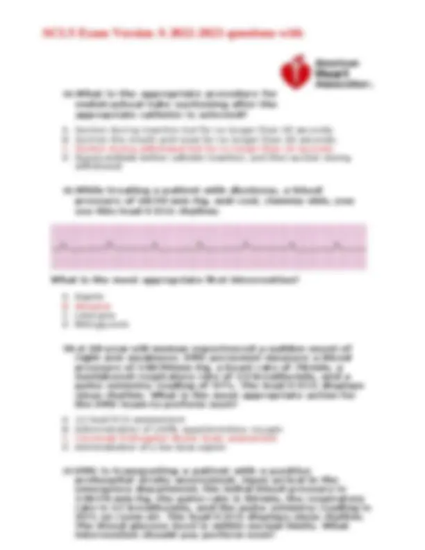 ACLS Exam Version A 2024-2025: Practice Questions and Answers | Exams ...