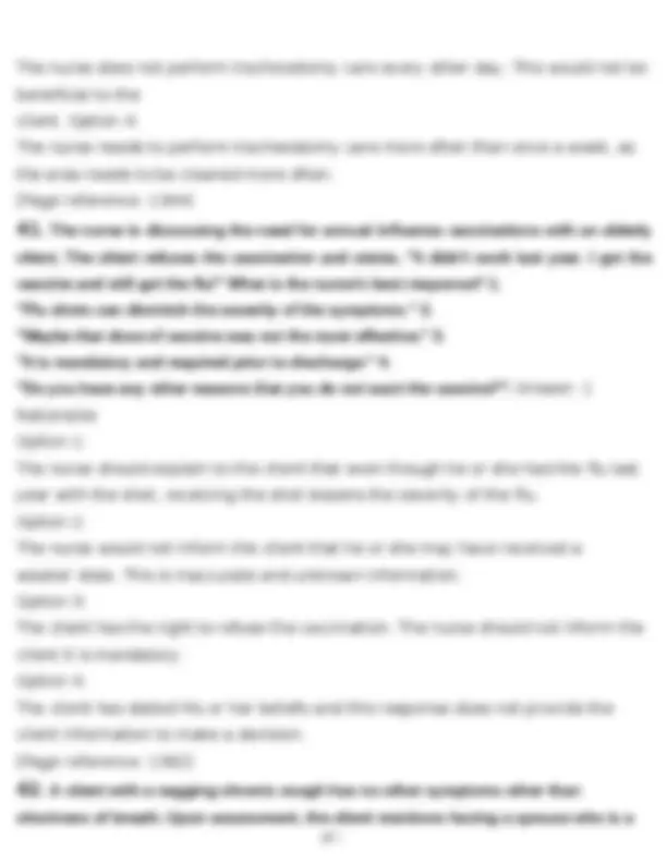 Oxygenation NCLEX Practice questions with Answers | Exams Nursing | Docsity