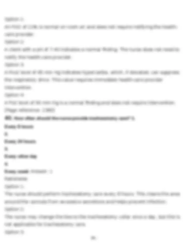 Oxygenation Nclex Practice Questions With Answers Exams Nursing Docsity