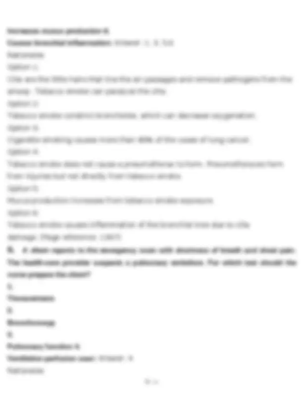 Oxygenation NCLEX Practice questions with Answers | Exams Nursing | Docsity