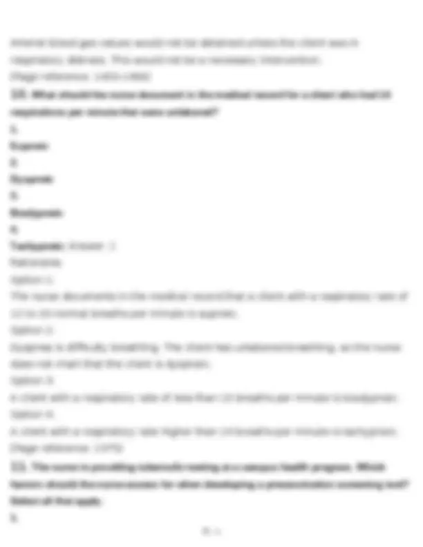 Oxygenation NCLEX Practice questions with Answers | Exams Nursing | Docsity